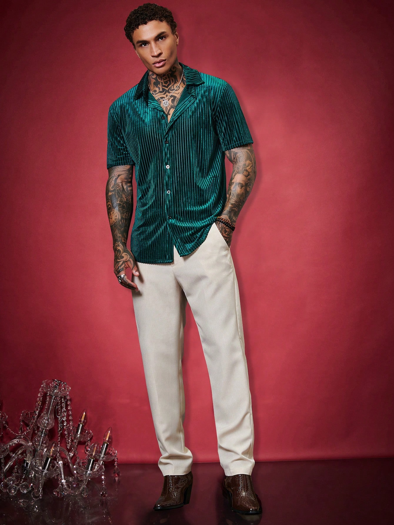 Manfinity AFTRDRK Men Solid Button Front Shirt | SHEIN