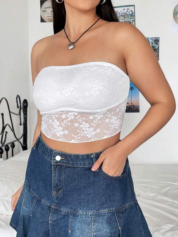 Shein Qutie Plus Lace Tube Top Shein Usa