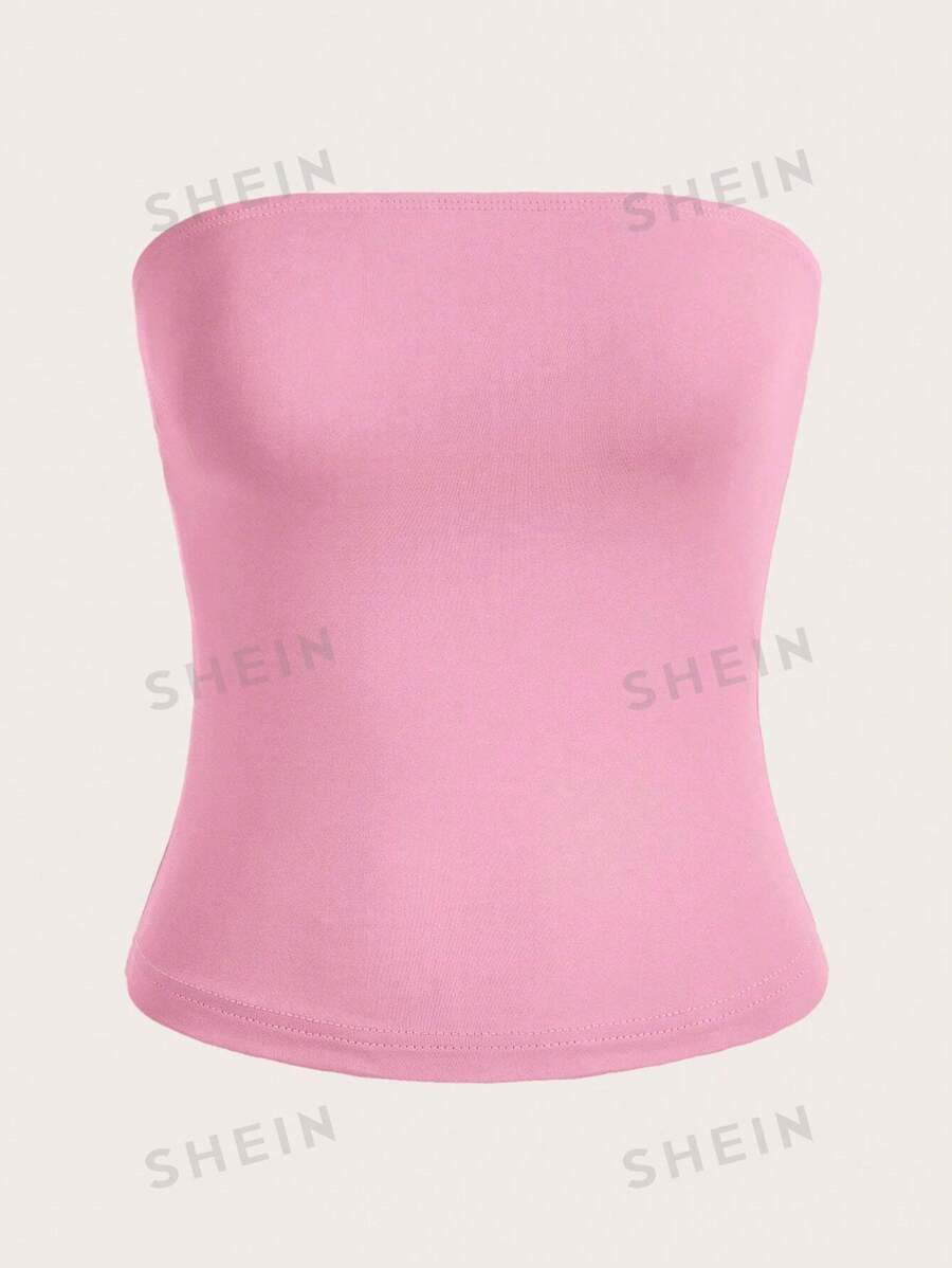 SHEIN EZwear Summer Outfit Solid Tube Top | SHEIN UK