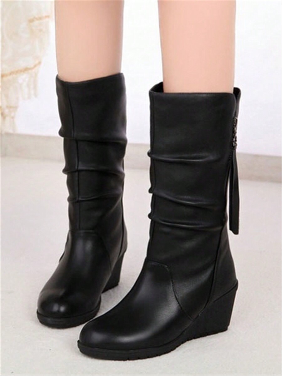 Botas De Tacón De Cuña Y Plataforma Con Flecos Y Borlas Para Mujeres ...