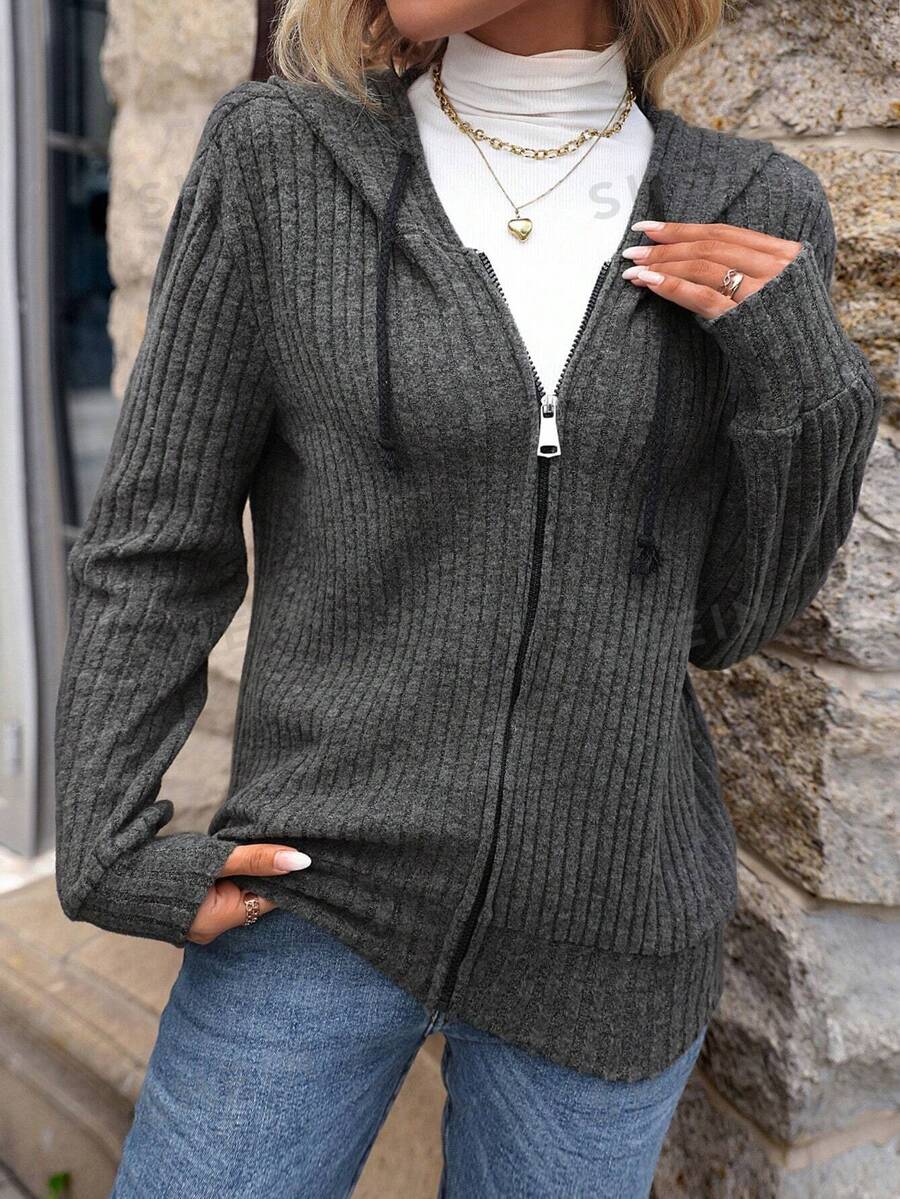 SHEIN LUNE Zip Up Hooded Coat for Sale New Zealand| New Collection ...