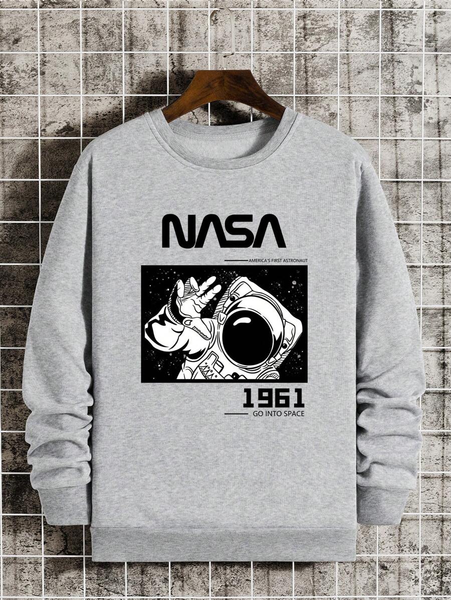 Manfinity Dauomo Men Astronaut & Letter Graphic Thermal Lined ...