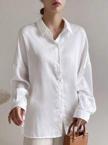 DAZY Pleated Back Drop Shoulder Shirt | SHEIN UK
