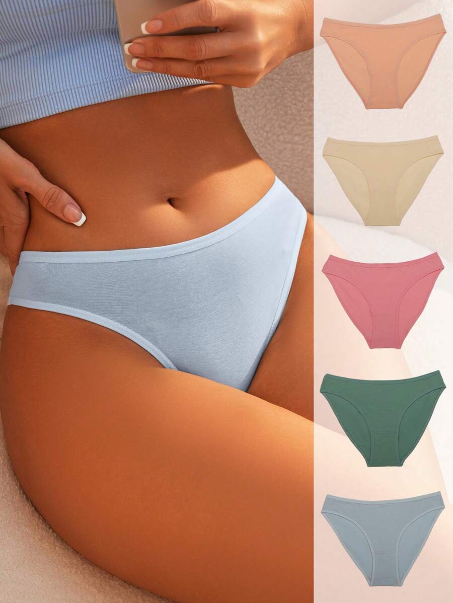 5pack Solid Simple Brief | SHEIN USA