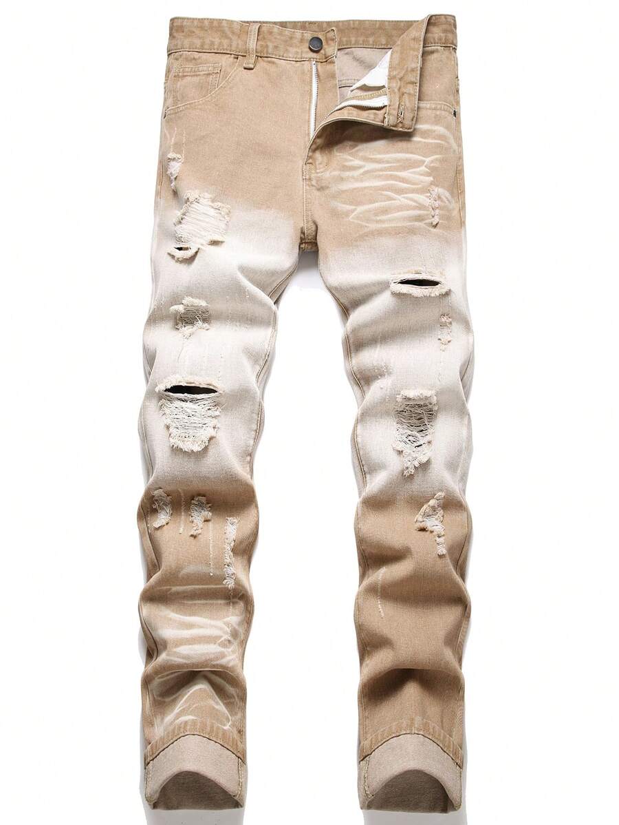 Men Ripped Frayed Bleach Wash Jeans | SHEIN USA