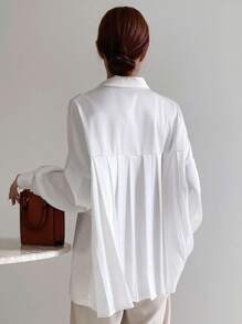 DAZY Pleated Back Drop Shoulder Shirt | SHEIN UK