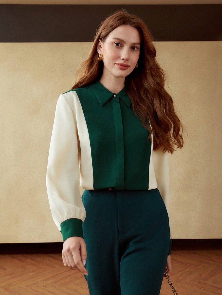 MOTF PREMIUM TWO-TONE BUTTON-UP SHIRT | SHEIN USA MOTF PREMIUM TWO-TONE BUTTON-UP SHIRT | SHEIN USA