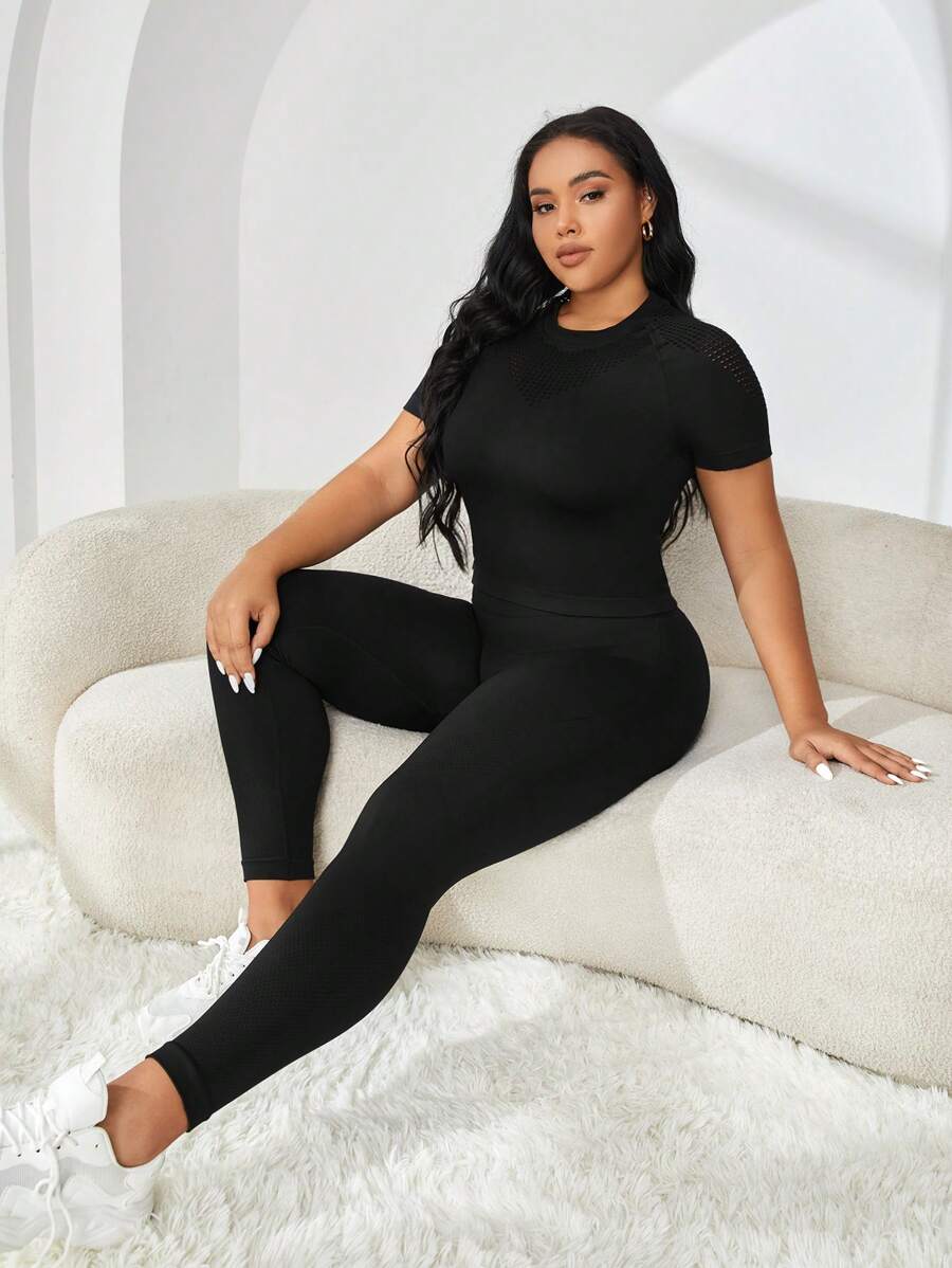 SHEIN Yoga Basic Plus Solid Sports Set | SHEIN USA