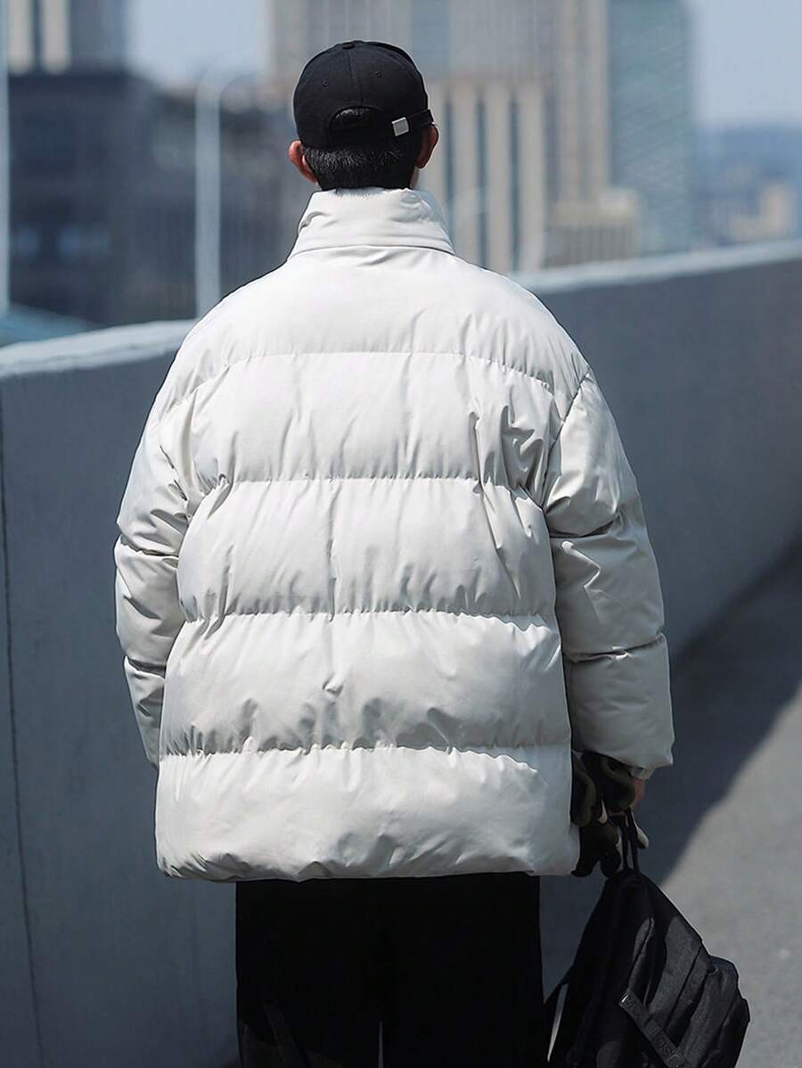 Manfinity Hypemode Men's Letter Patched Drop Shoulder Oversized Puffer ...