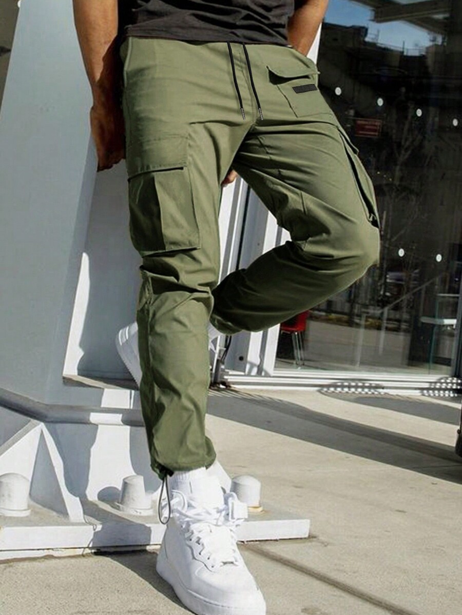 Manfinity EMRG Men Flap Pocket Drawstring Waist Cargo Pants | SHEIN UK