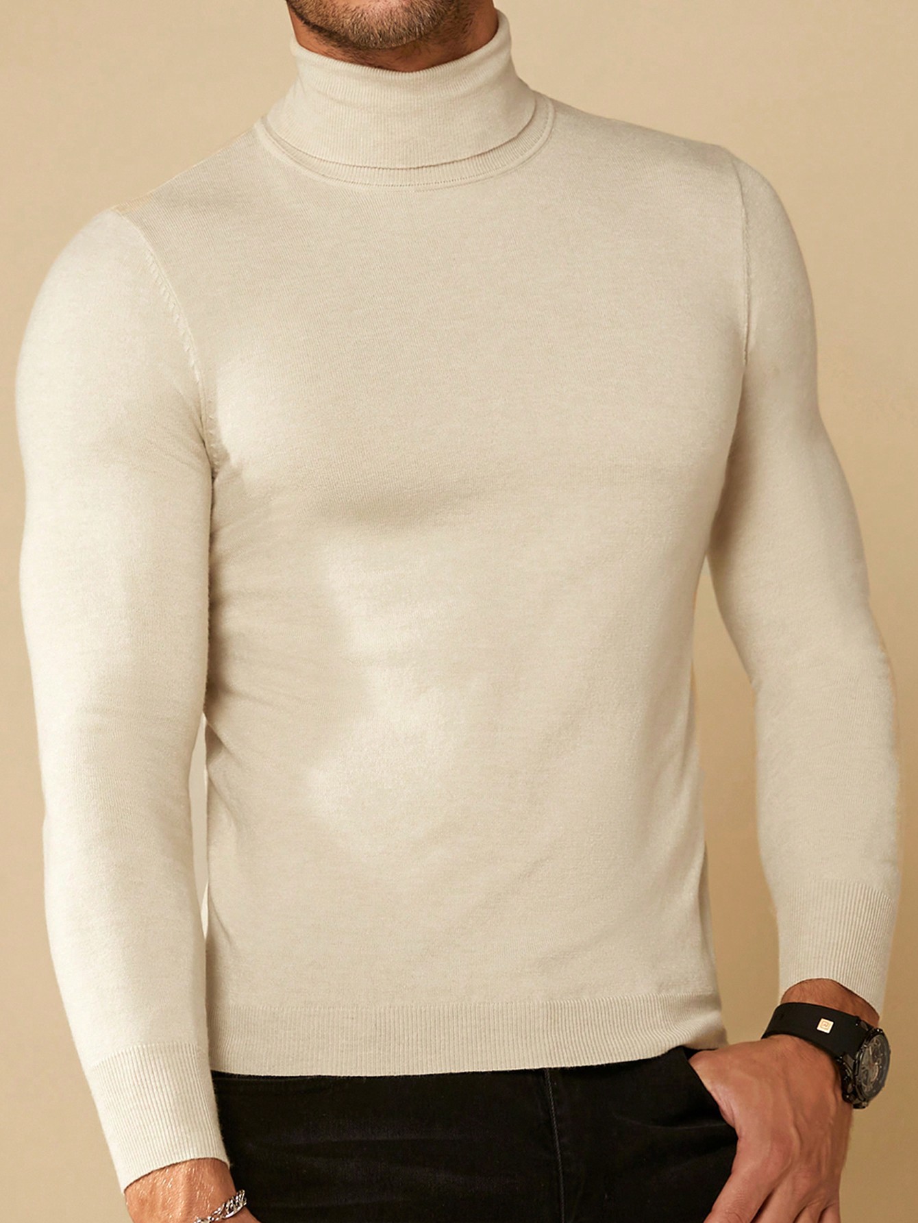 Manfinity Homme Men High Neck Solid Sweater | SHEIN USA