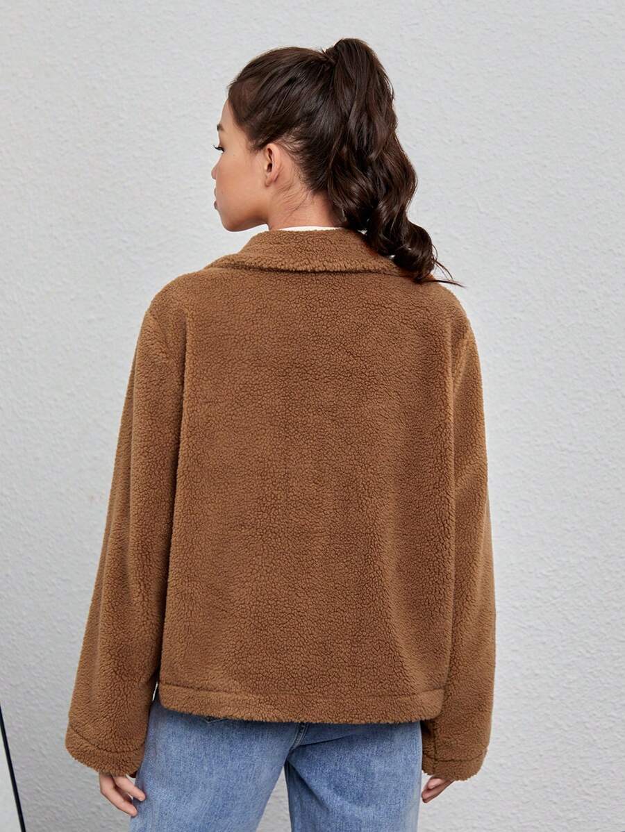 SHEIN Teen Girl Zip Up Teddy Jacket | SHEIN South Africa