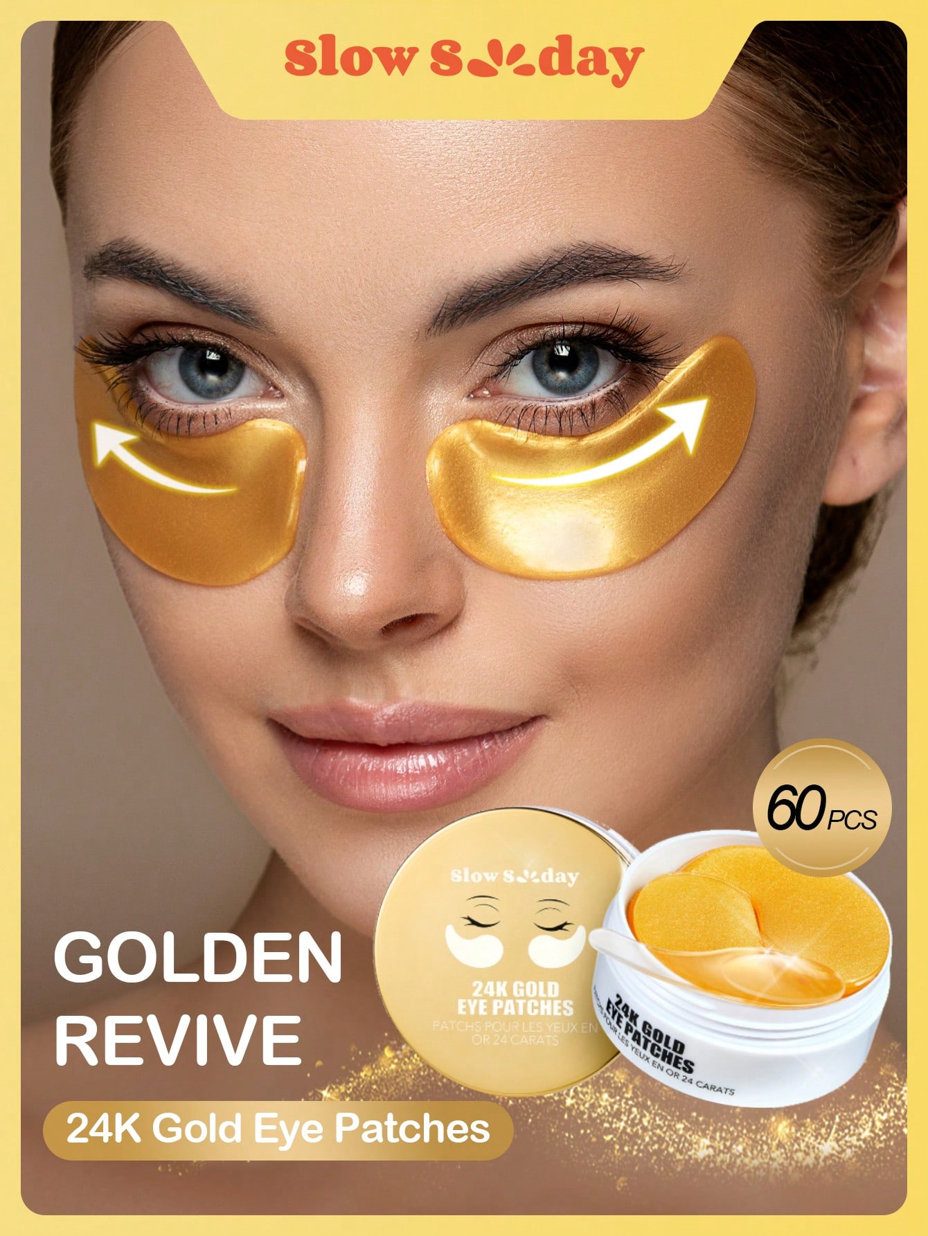 SlowSunday Under Eye Collagen Patches Eye Masks with 24K Gold, Eye Gel ...