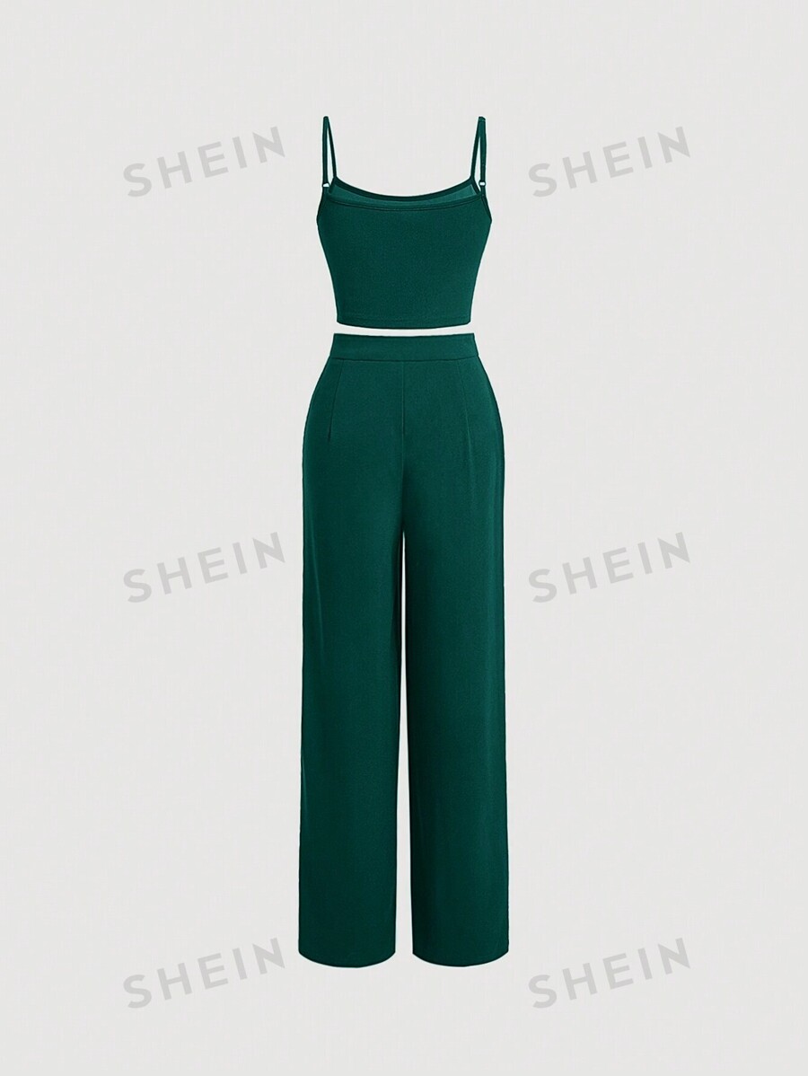 Shein Mod Solid Cami Top And Wide Leg Pants Shein Uk