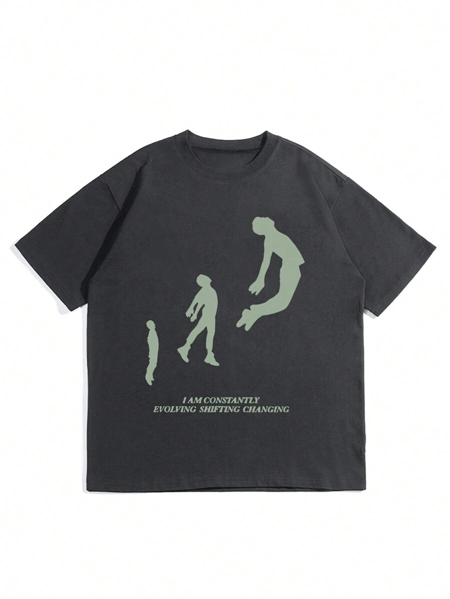 Men Slogan And Figure Graphic Tee Shein Usa