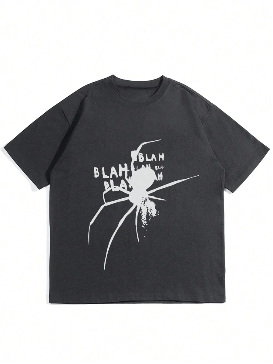Men Slogan & Spider Graphic Tee | SHEIN USA