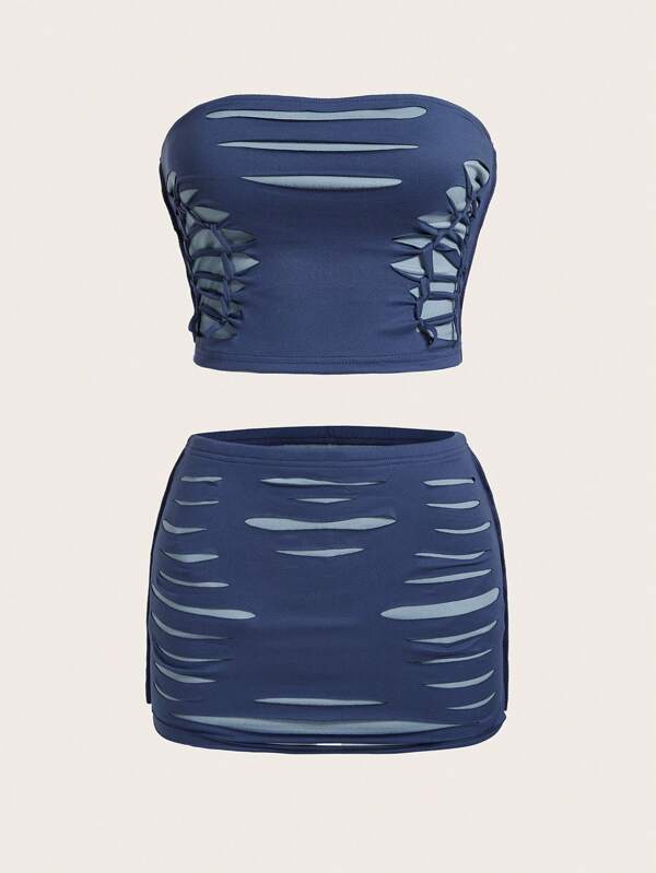 SHEIN ICON Cut Out Tube Top & Bodycon Skirt | SHEIN UK