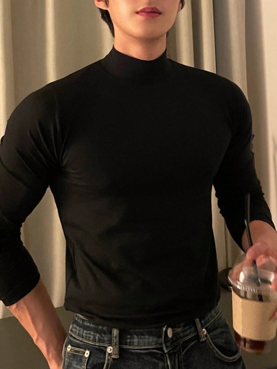 DAZY Men Solid Mock Neck Tee | SHEIN USA