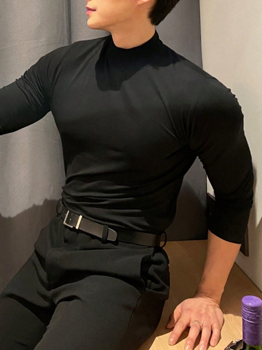 DAZY Men Solid Mock Neck Tee | SHEIN USA