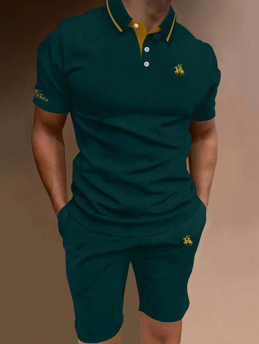 Manfinity Homme Men Letter Figure Graphic Contrast Trim Polo Shirt ...