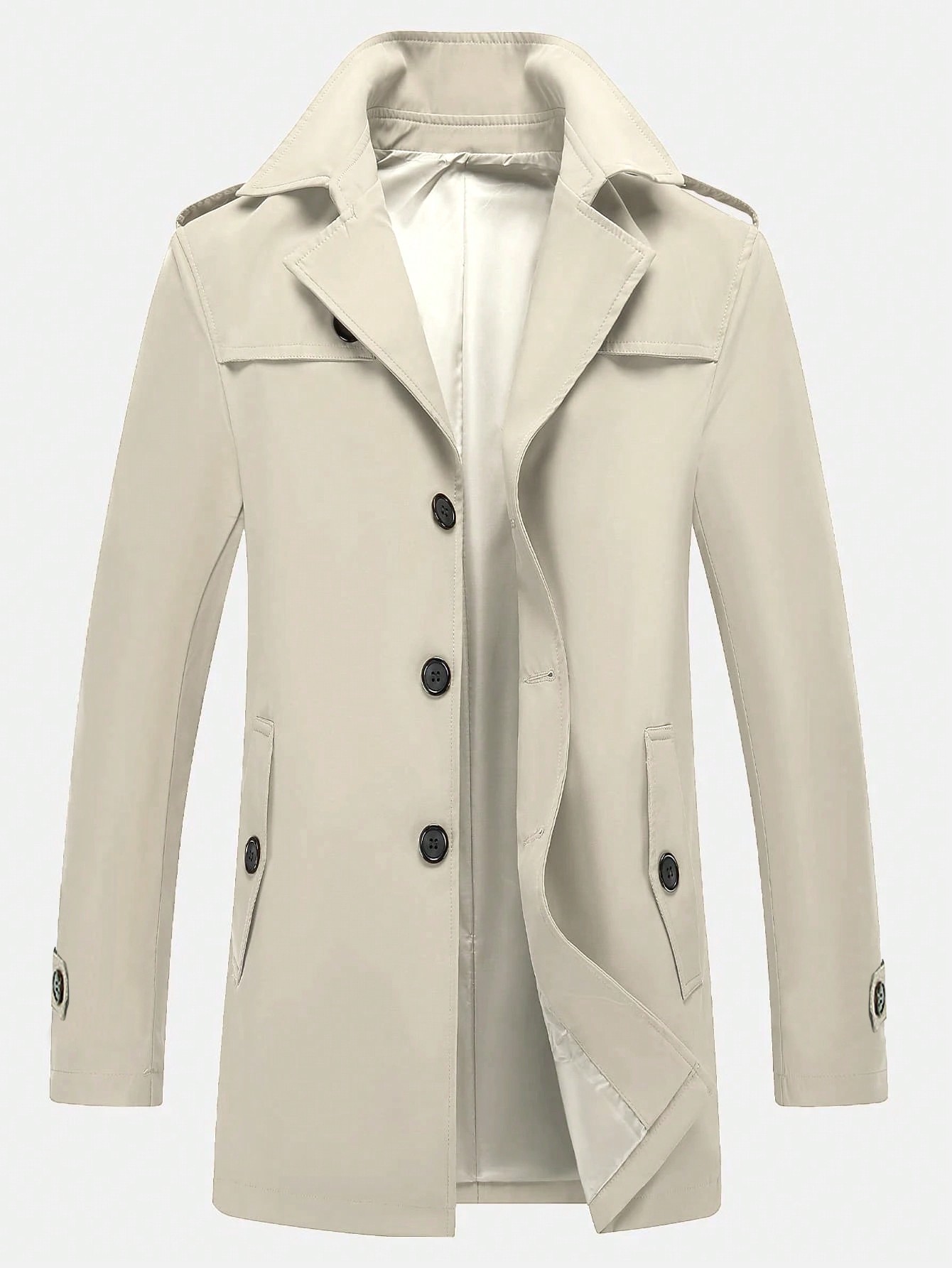 Men Plus 1pc Solid Button Up Trench Coat | SHEIN EUQS