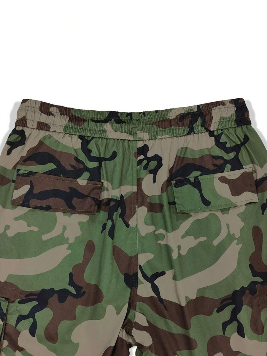 Manfinity Hypemode Loose Fit Men's Camouflage Print Cargo Pants With Flap Pockets Baggy Long ...