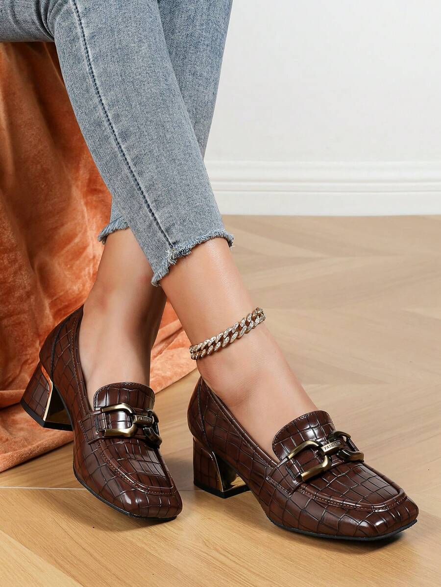 Women's High-heeled Loafers With Square Toe | SHEIN USA