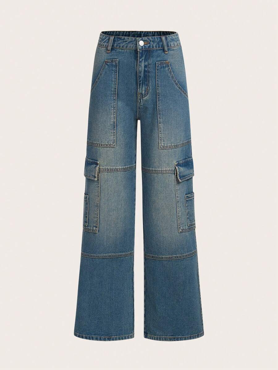 Teen Girl Flap Pocket Cargo Jeans | SHEIN USA