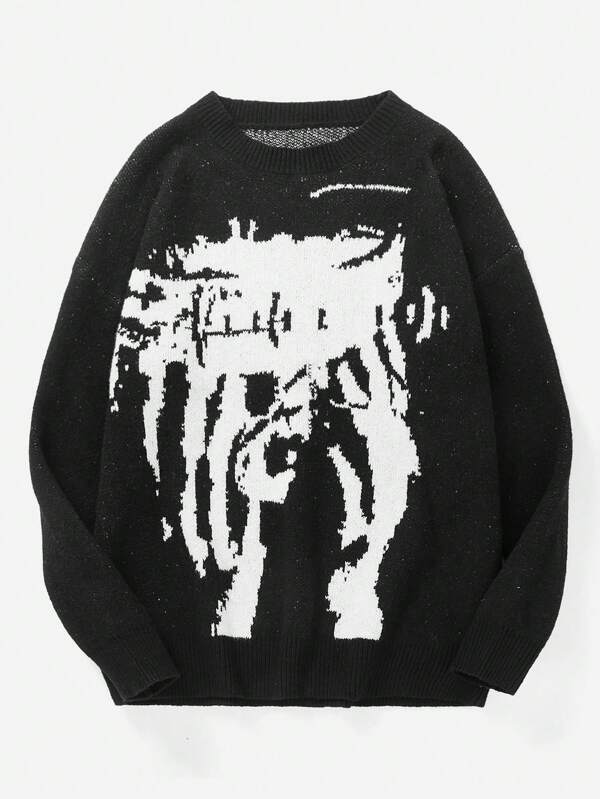 Shein Coolane Figure Graphic Drop Shoulder Sweater Shein Usa