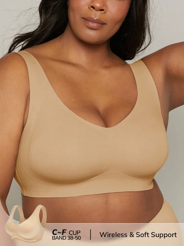 Luvlette Plus Wireless Seamless Push-up Support Bra | SHEIN USA