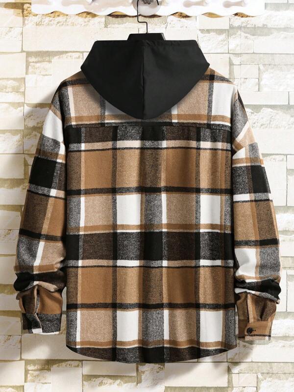 Manfinity Hypemode Men Plaid Print Hooded Shacket Without Tee | SHEIN USA