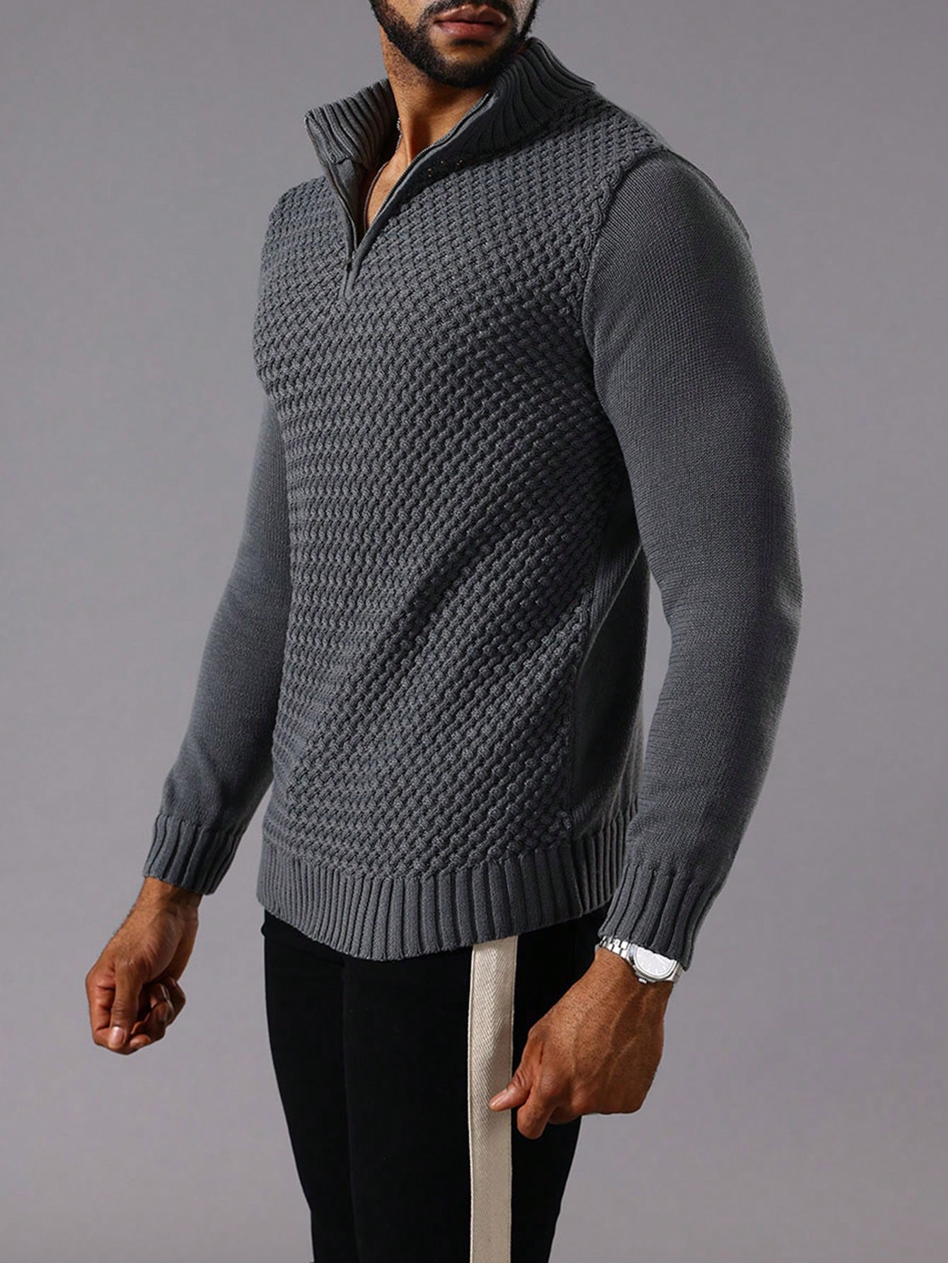 Manfinity Homme Men Quarter Zip Sweater | SHEIN USA