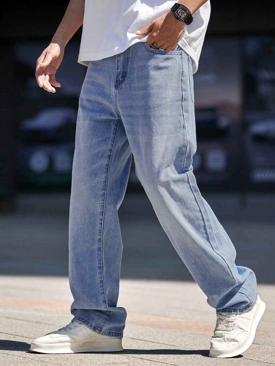 Manfinity Hypemode Men Slant Pocket Straight Leg Jeans | SHEIN UK