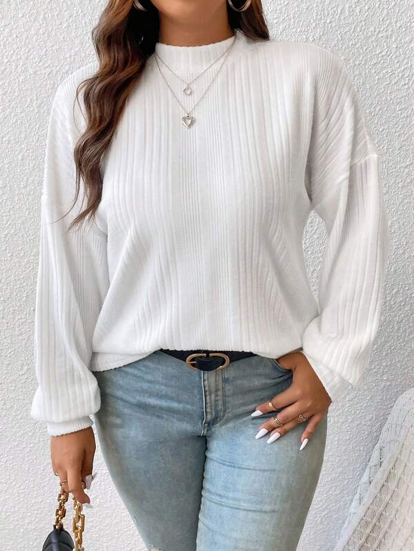 Shein Frenchy Plus Mock Neck Drop Shoulder Tee Shein Usa