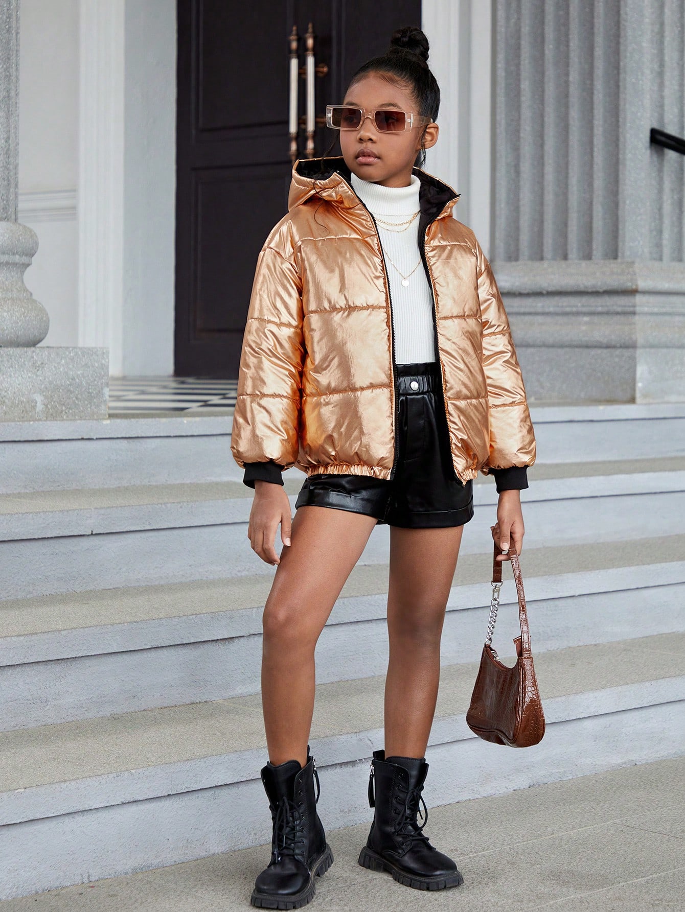 Tween Girl Zip Up Hooded Puffer Coat | SHEIN USA