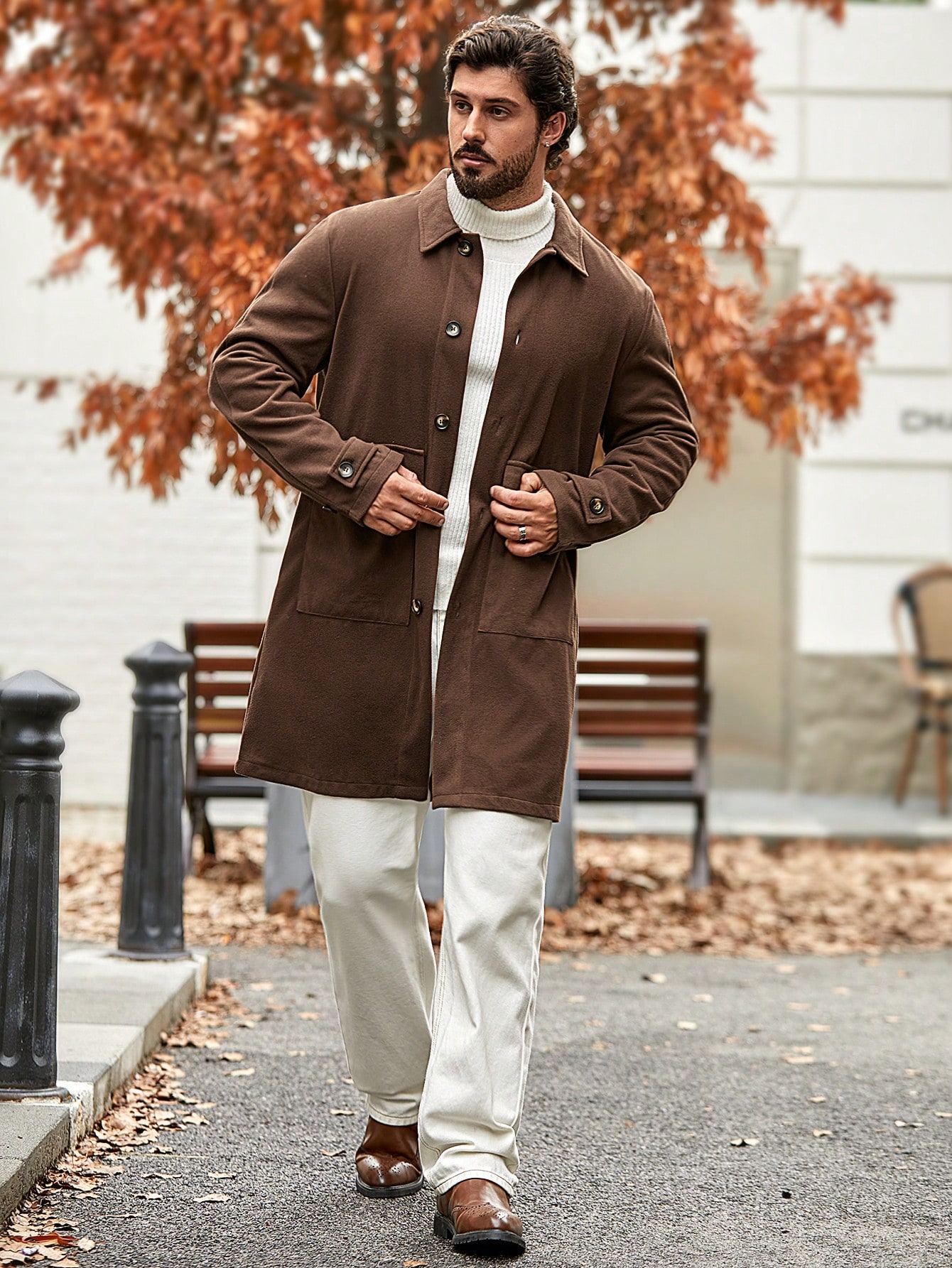 Manfinity Homme Men Flap Pocket Button Up Overcoat | SHEIN USA Manfinity Homme Men Flap Pocket Button Up Overcoat | SHEIN USA