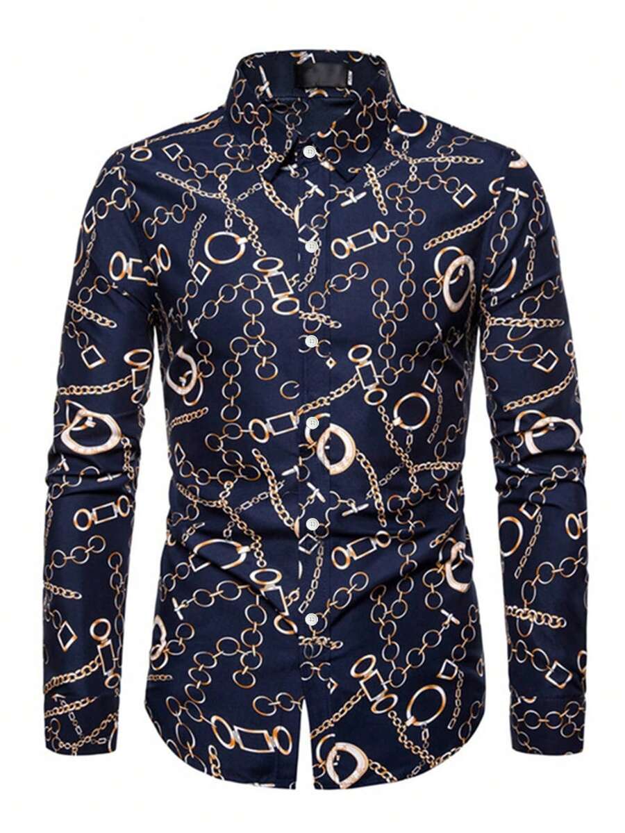 NITAGUT Men Chain Print Shirt | SHEIN USA