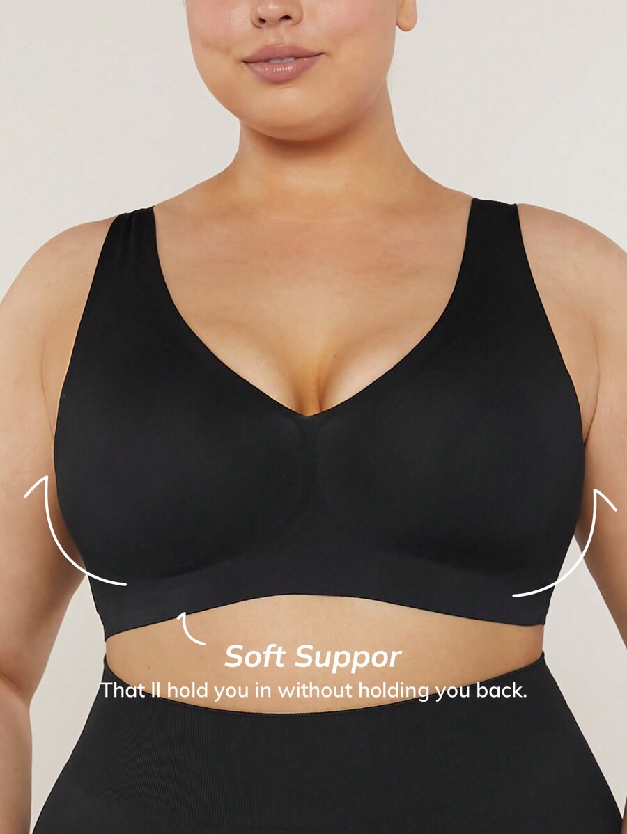 Luvlette Plus Wireless Plunge Lounge Bra | SHEIN USA