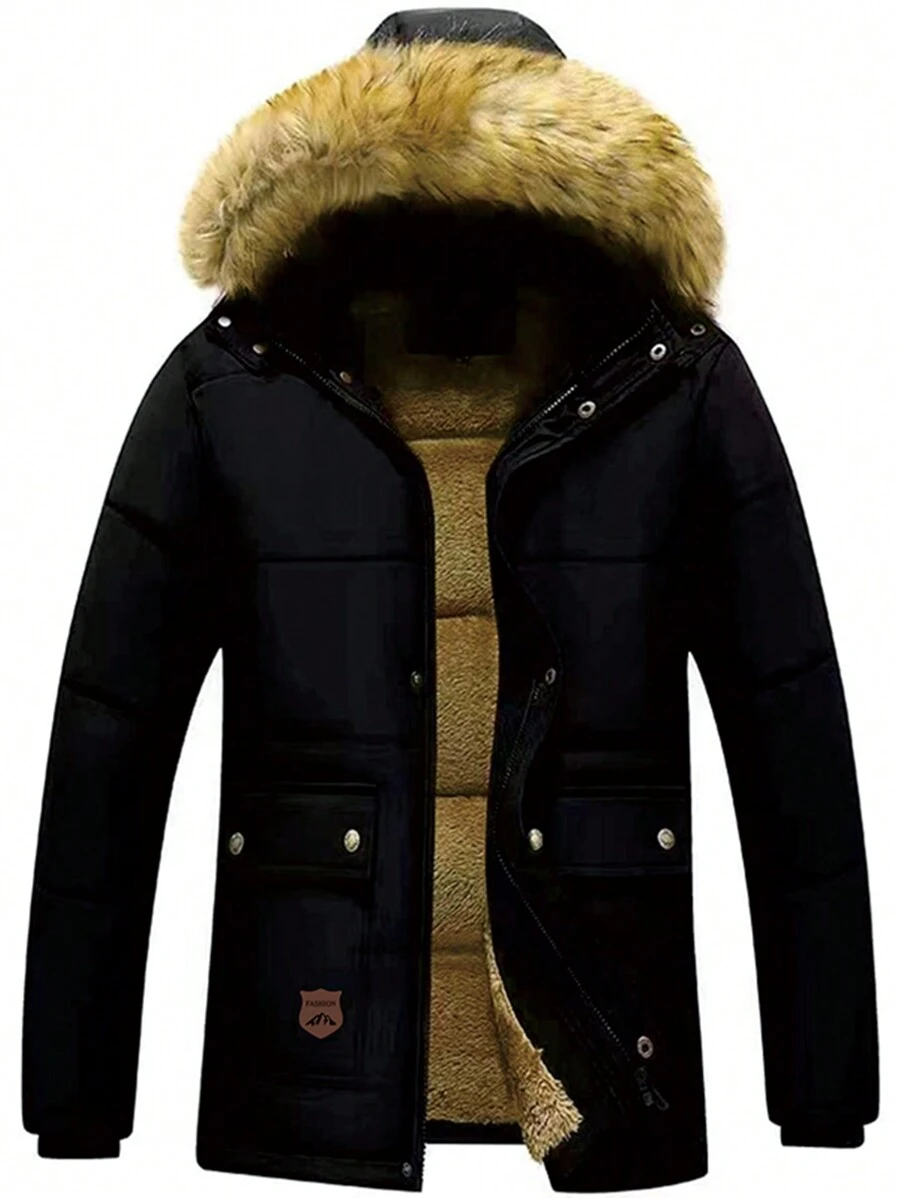 Manfinity Men's Loose Fit Fuzzy Hooded Padded Coat | SHEIN EUR