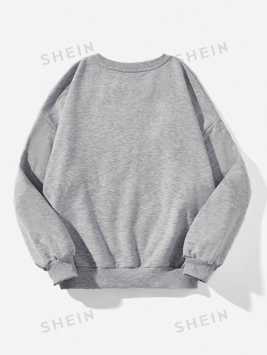 SHEIN EZwear Casual And Simple Pattern Round Neck Loose Plus Size Long ...