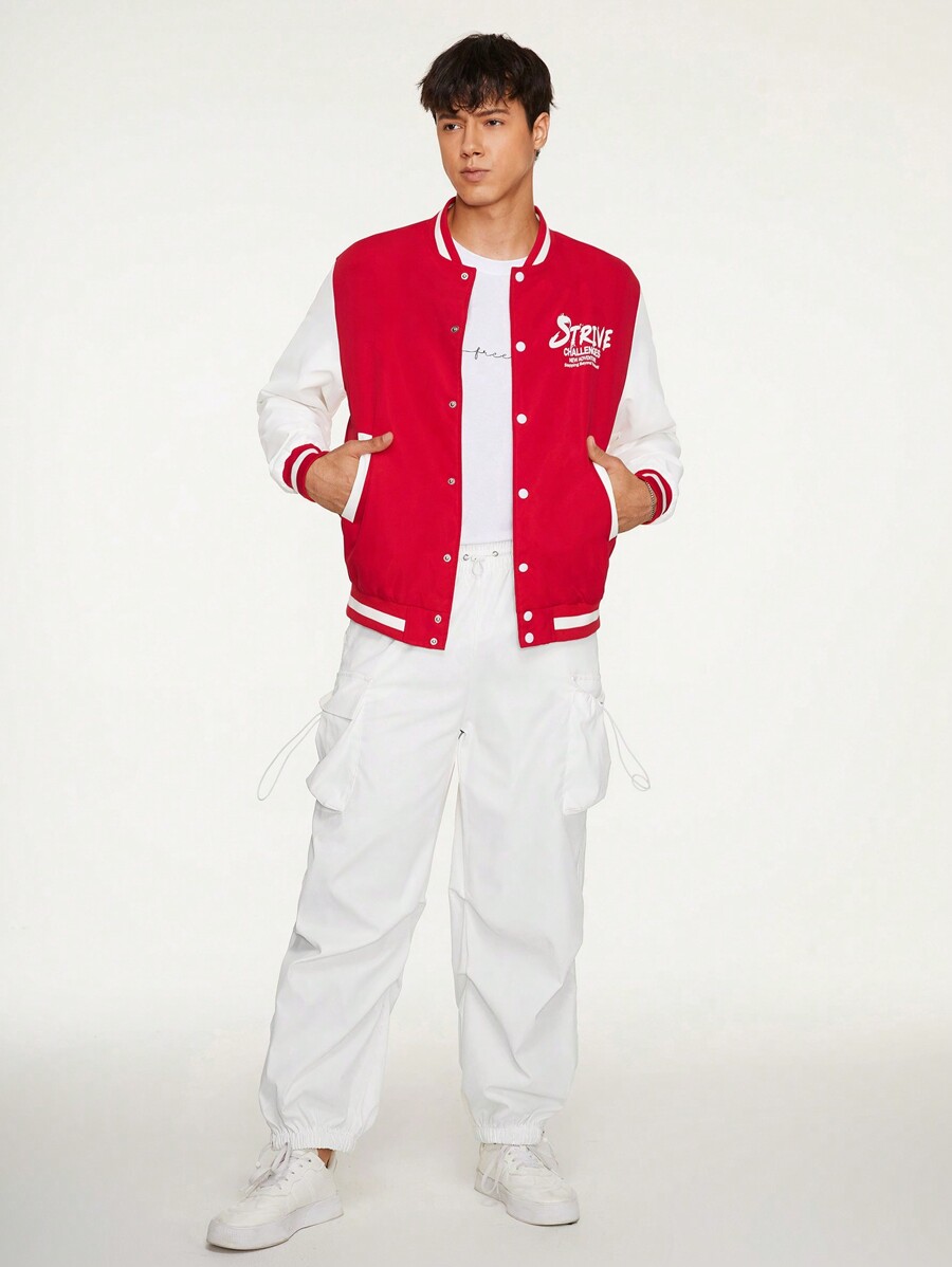 Manfinity Hypemode Men's Letter Graphic Striped Trim Colorblock ...