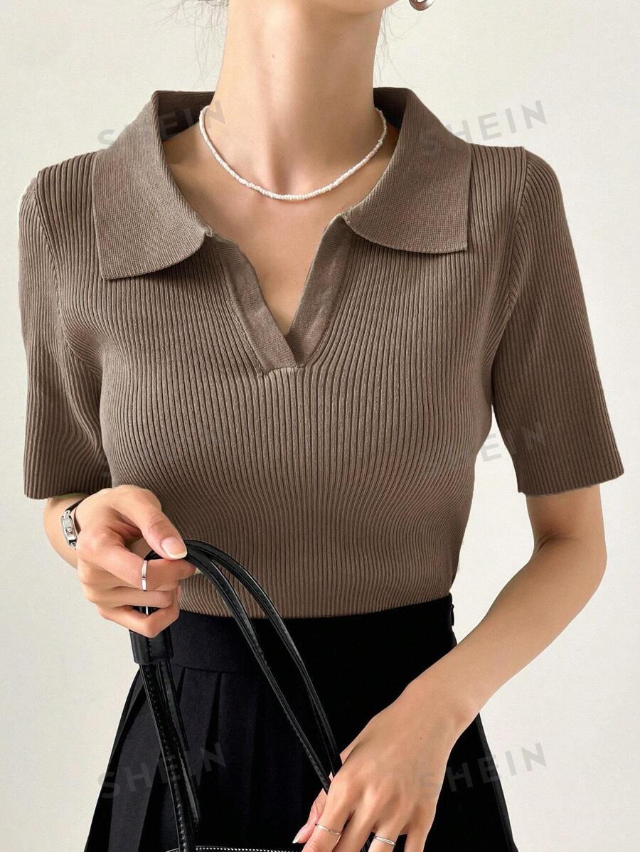 DAZY Solid Ribbed Knit Top | SHEIN UK