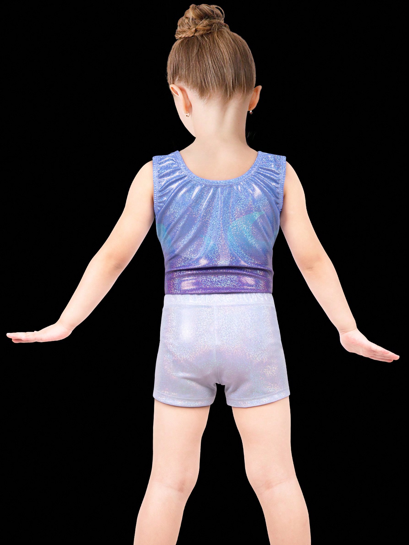 A Girl's Gymnastic Short Toddler Shiny Metallic Spandex Shorts for ...