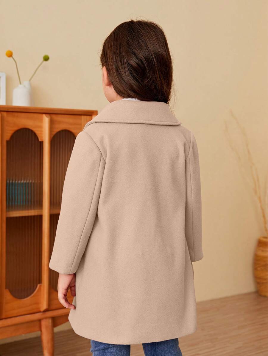 SHEIN Young Girl Double Breasted Slant Pocket Overcoat | SHEIN USA