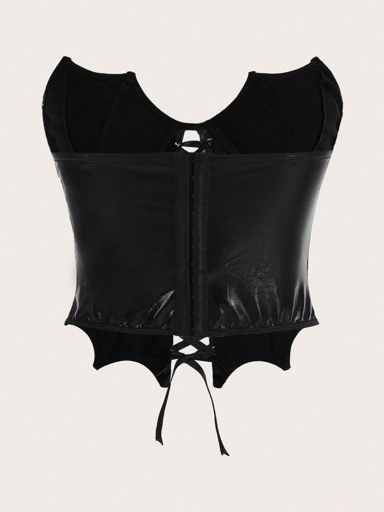 ROMWE Goth Lace Up Front PU Tube Top | SHEIN USA