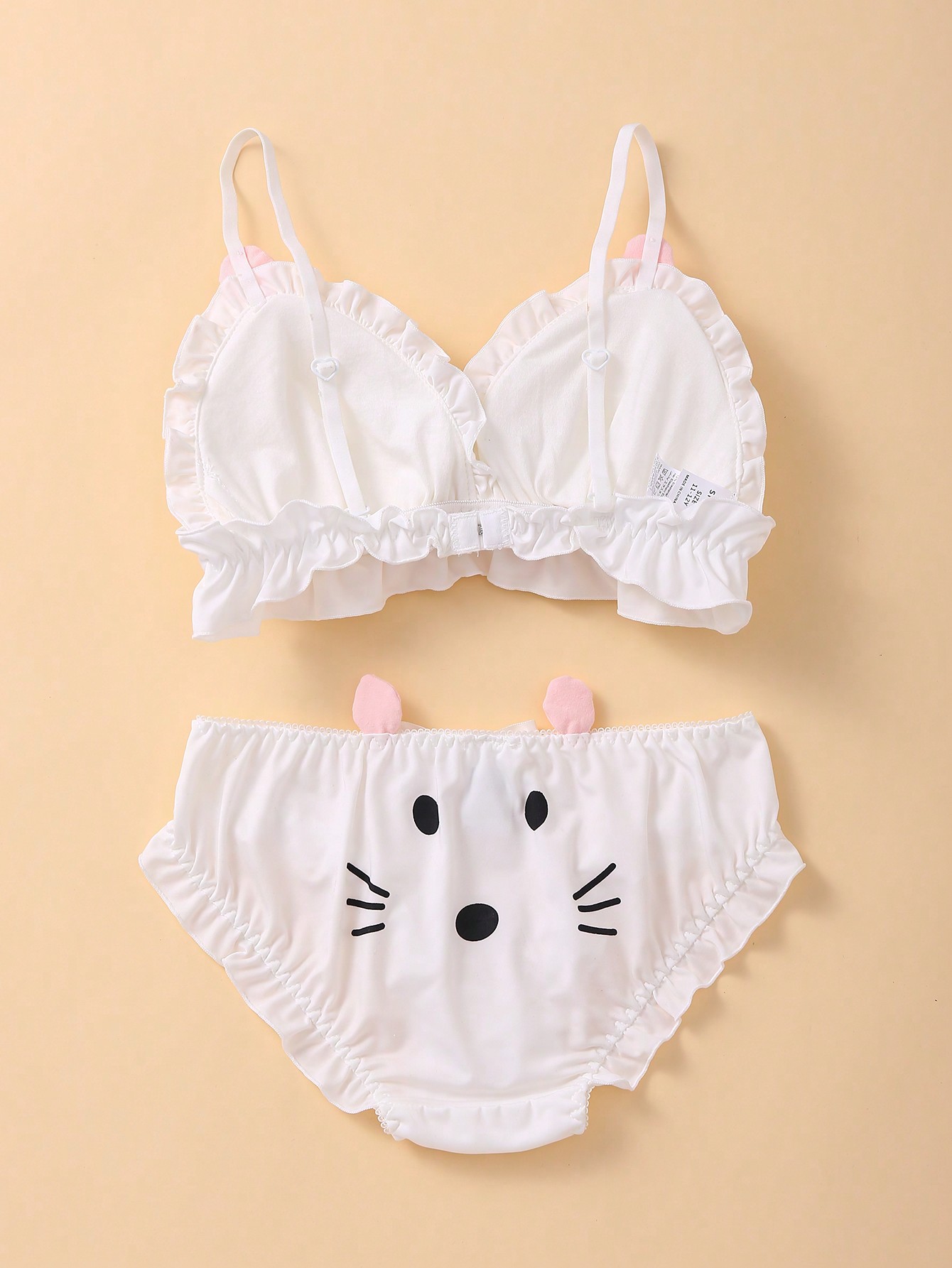 Chica preadolescente Set ropa interior con lazo delantero ribete ...