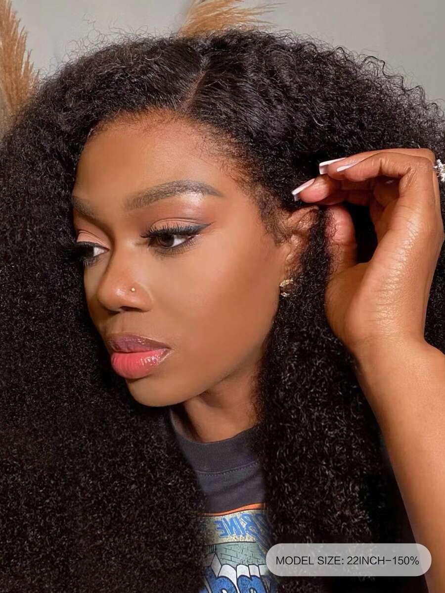 Transparent Lace 4C Kinky Edges Natural Hairline Jerry Curly 13X4 Lace ...