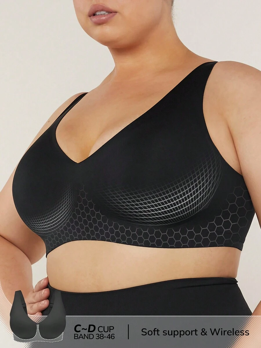 Luvlette Plus Wireless Plunge Lounge Bra | SHEIN USA