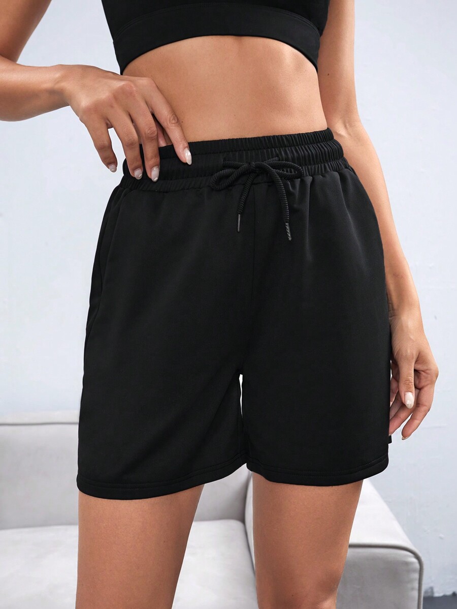 SHEIN Sport Studio Drawstring Waist Slant Pocket Sports Shorts ...