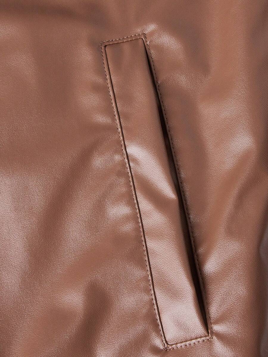 Manfinity ModaGents Loose Fit Men's Teddy Lined PU Leather Jacket ...